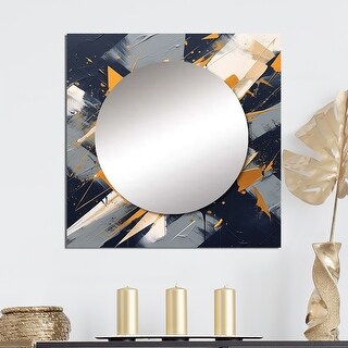 Designart "Gold And Grey Abstractions IV" Abstract Shapes Wall Mirror ...