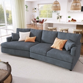 3 Seat Sectional Sofa with Removable Back, Seat Cushions & 2 Pillows ...