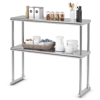 Costway 36'' 2-Tier Overshelf for Prep & Worktable Stainless Steel ...
