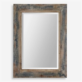 3' Rustically Distressed Slate Blue Framed Beveled Wall Mirror - Bed ...