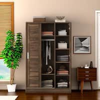 Modern Traditional 3-Door Shutter Sliding Wardrobe with Shelves, 66.9 ...