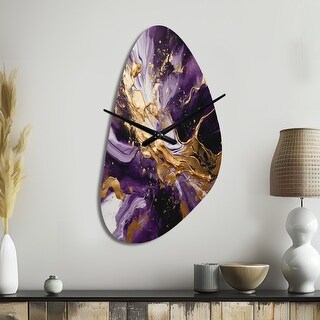 Purple and Gold Liquid Magic III - Abstract Large Wall Clocks - Modern ...
