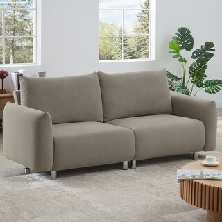 Modern Bread Sofa Loveseat Couch, Square Arm 2-Seater Sofa with Plush ...