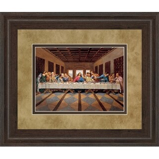 Blue, Beige, and Brown "Last Supper" Framed Print Wall Art 40" x 34 ...