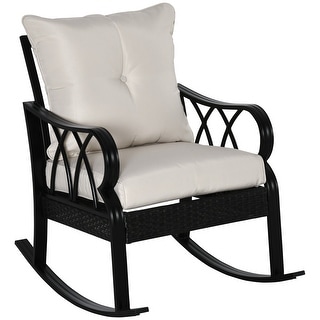 Outdoor Wicker Rocking Chair With Padded Cushions, Aluminum Furniture ...