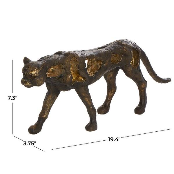 Bronze Polystone Distressed Textured Leopard Decorative Sculpture with ...