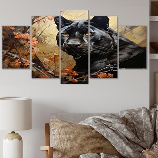 Designart "Black Panther Collage Of Nature" Animals Multipanel Canvas ...