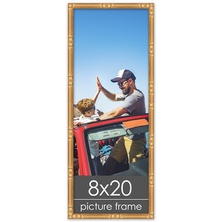 8x20 Frame Gold Bamboo Solid Wood Picture Frame with UV Acrylic, Foam ...