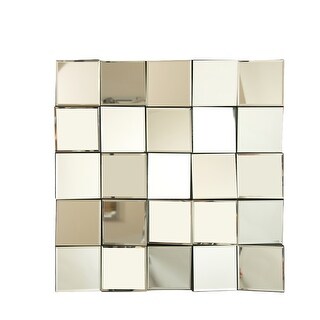 24'' Plash Mirror, 3D Square Splicing Artistic PU Material Decorative ...