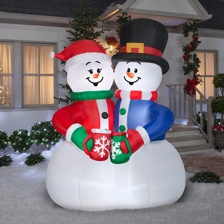 Gemmy Animated Christmas Inflatable Snow Couple Cocoa Cheers Scene, 8 ...