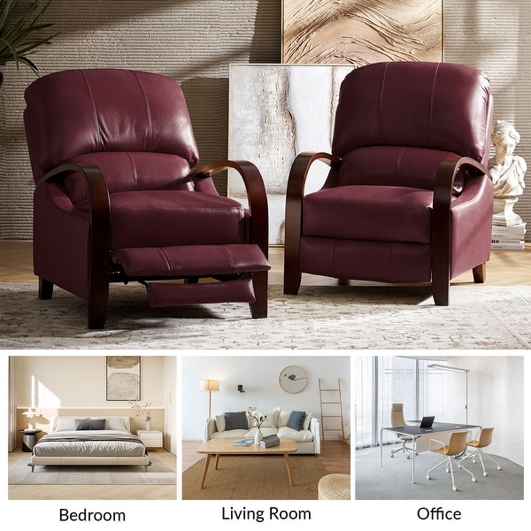 Alexandra Mid Century Modern Genuine Leather Manual Recliner On Sale Bed Bath Beyond 35262838