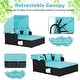 Costway Patio Rattan Daybed Lounge Retractable Top Canopy Side Tables ...