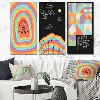 Designart 'Retro Geometrical Rainbow Shapes I' Bohemian & Eclectic Art ...