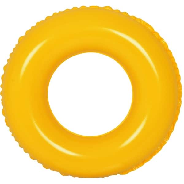 24" Classic Round Yellow Inflatable Swimming Pool Inner Tube Ring Float ...