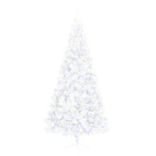 vidaXL Artificial Half Christmas Tree with LED&Stand White 82.6" PVC ...