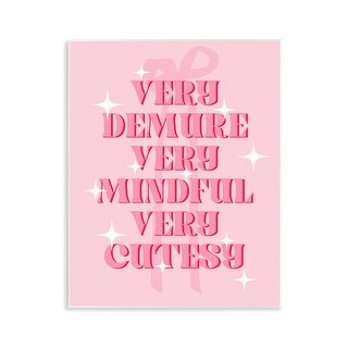 Stupell Pink Demure Mindful & Cutesy Wall Plaque Art Design By Lil' Rue ...