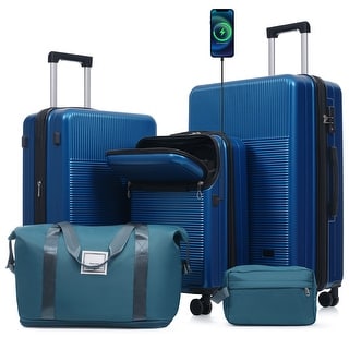 5pc Half-Open Hardside Luggage Set, Lightweight Carry-On w/Double ...