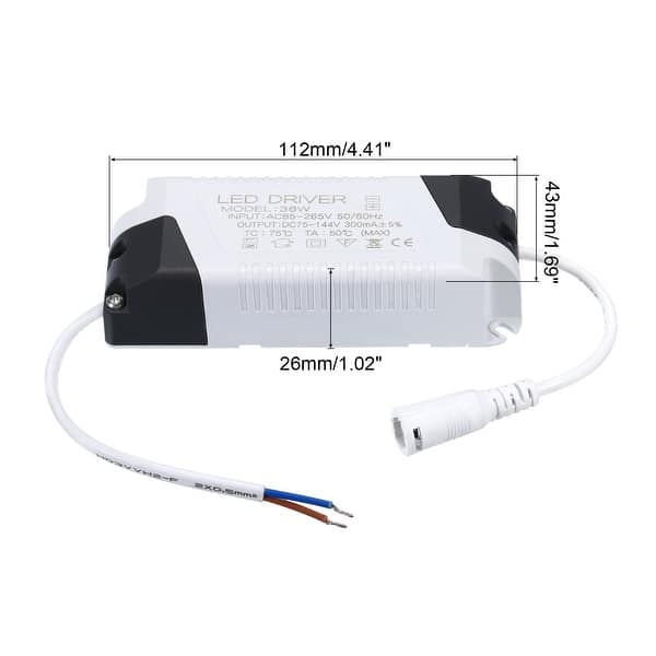 36W 300mA LED Driver, AC 85-265V Output 75-144V DC Female Connector ...