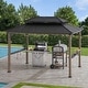 Sunjoy Wooden Grill Gazebo, 8 x 12 ft. Steel Hardtop with Solar Power ...