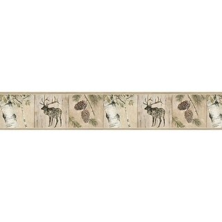 Brewster TLL01501B Tarpon Beige Birch River Border Wallpaper - beige ...