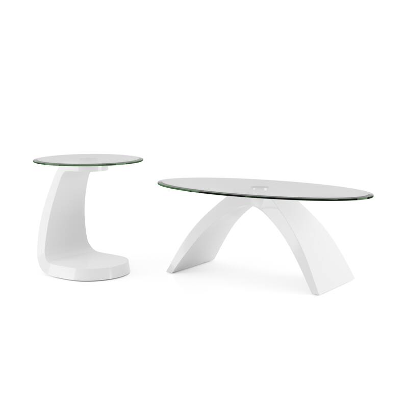Crescendo Modern 47-inch Glass Top 2-Piece Coffee Table and End Table ...