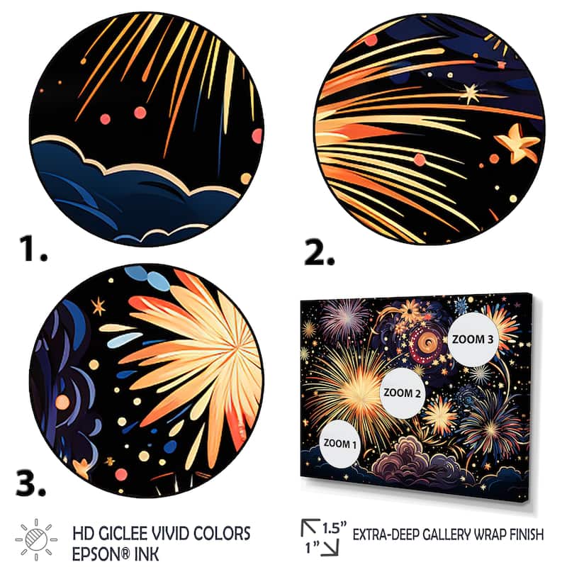 Designart "Fireworks Celestial Sky" Fireworks Blue Wall Decor - Modern ...