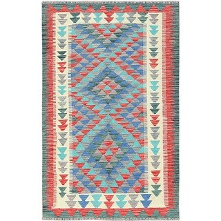 Shahbanu Rugs Colorful Flat Weave Soft Wool Hand Woven Afghan Kilim ...