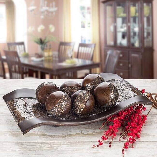 Creative Scents Schonwerk Decorative Walnut Color Centerpiece Dish - On ...