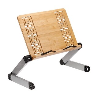 18.9x11" Book Stand, Bamboo Iron Holder with Clips Adjustable Legs ...