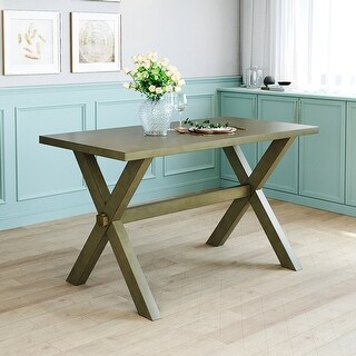 Farmhouse Rustic Wood Kitchen Dining Table with X-shape Legs - Bed Bath ...