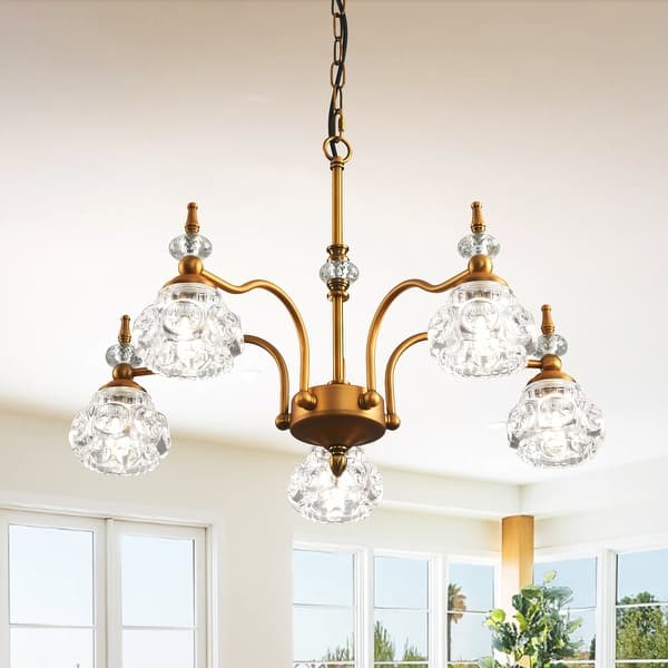 Modern Crystal Glass Shade 5-Light Chandelier - Bed Bath & Beyond ...