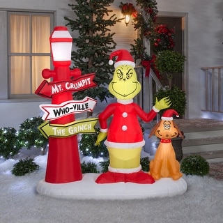 Gemmy Christmas Inflatable Grinch and Max with Lamp Post, 6 ft Tall ...