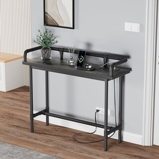 Console Table with 2 Outlet and 2 USB Ports,Entryway Table Narrow ...