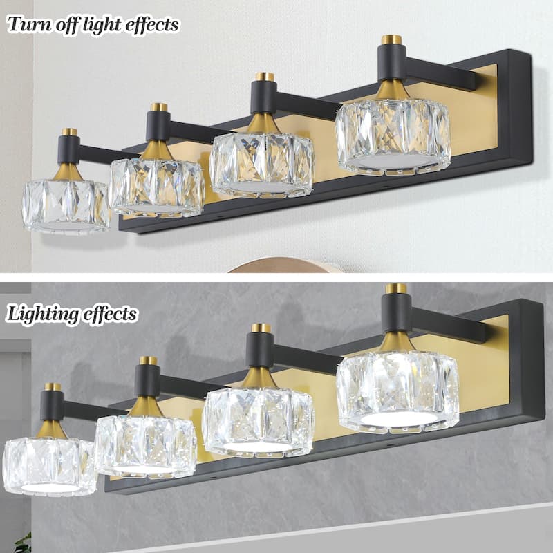 LED 4-Light Modern Crystal Bathroom Vanity Light Over Mirror Bath Wall ...