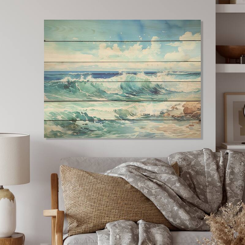 Designart "Oceans Infinity Dreamscape" Minimalism Wood Wall Decor ...