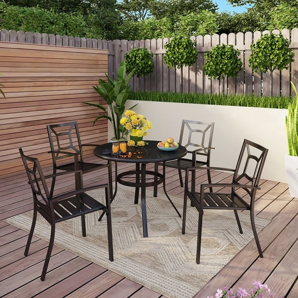 3-Piece Patio Dining Table Set Acacia Wood with 1 Rectangular Table and ...