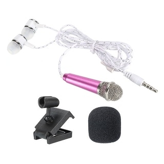 Mini Microphone Rose Red with Earphone, Mic Stand and Cover for Singing ...