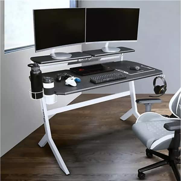Computer Gaming Desk Rich Carbon Fiber Texture White - Bed Bath ...