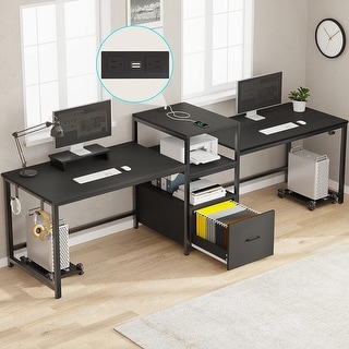 Two Person Desk with Power Strip with USB Gaming Desk - On Sale - Bed ...