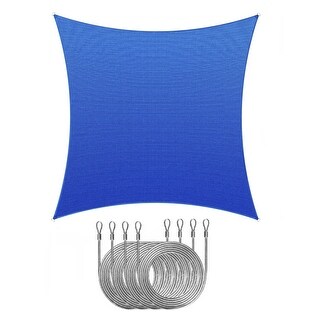 ColourTreeUSA Square Sun Shade Sail w/Cable Ropes HDPE Mesh Fabric ...