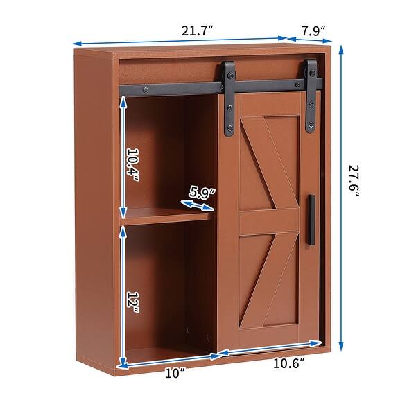5-layer Wood Wall-mounted Storage Cabinet with Adjustable Door - Bed ...