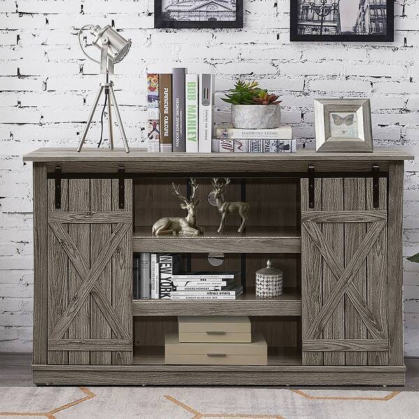 Costway Sliding Barn TV Stand Console Table for TV's Up to 60'' - See ...