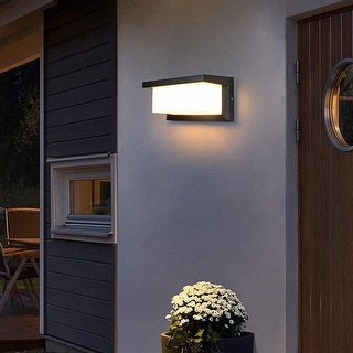 YANSUN 30-Watt Black Rectangle Integrated LED Indoor/Outdoor Wall ...
