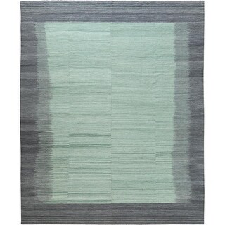 Hand Knotted Green Flat Weave with Wool Oriental Rug (12' x 15') - 12 ...