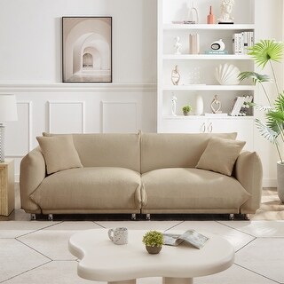 khaki Loveseat Sofa Bread-like Recliner Sofa Settee with 2 Pillows ...
