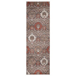 8' Runner Rust Floral Stain Resistant Runner Rug - 3'6" - Bed Bath ...