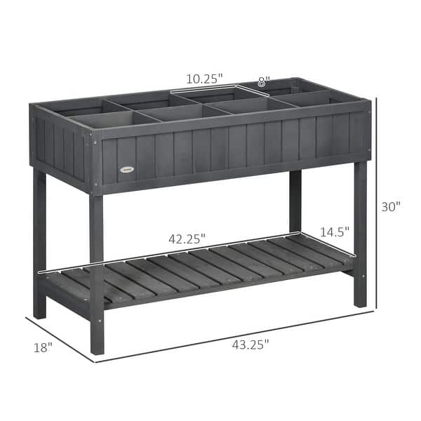 Outsunny Wooden Raised Garden Bed with 8 Grid Slots - Bed Bath & Beyond ...