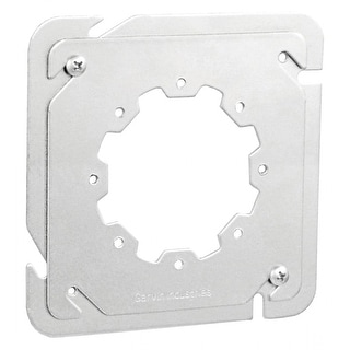 2 Pcs, 4-11/16 Square to Round Perfect Fit Device Ring, Flat, Zinc Plated Steel - Silver - Bed ...