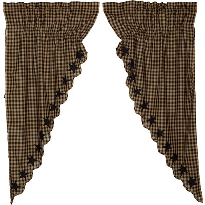 Primitive Kitchen Curtains VHC Star Valance Rod Pocket Cotton Star ...