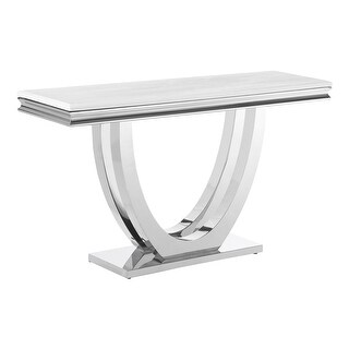 Durante White and Chrome U-Shaped Base Rectangular Sofa Table - Bed ...